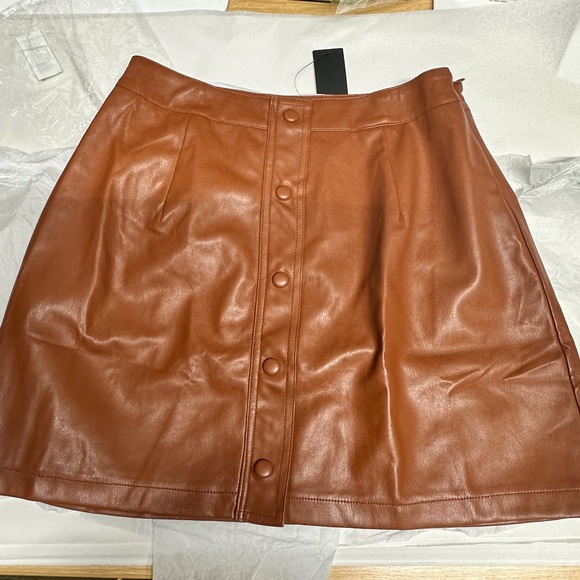 Lulus | Skirts | Nwt Lulus Most Fab Brown Clay Vegan Leather Buttonfront Mini Skirt | Poshmark